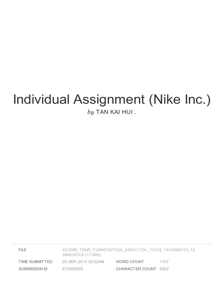 Individual Assignment (Nike Inc.) | PDF
