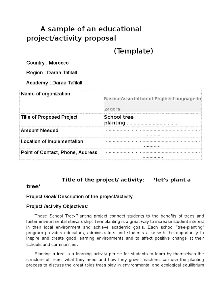 A Sample of an Educational Project Proposal 02-12-20131 | Trees ...
