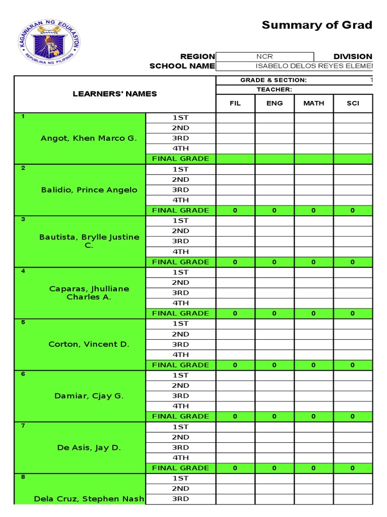 Grading Sheets 2015-2016 Draft g6 | PDF