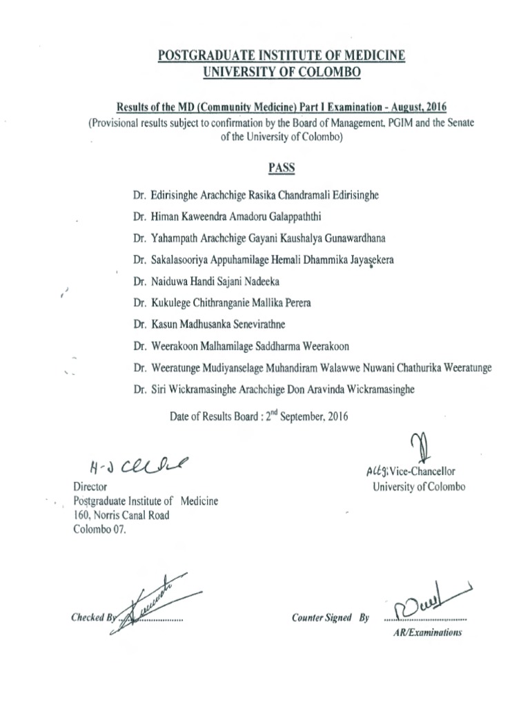 Postgraduate Institute of Medicine University of Colombo | PDF