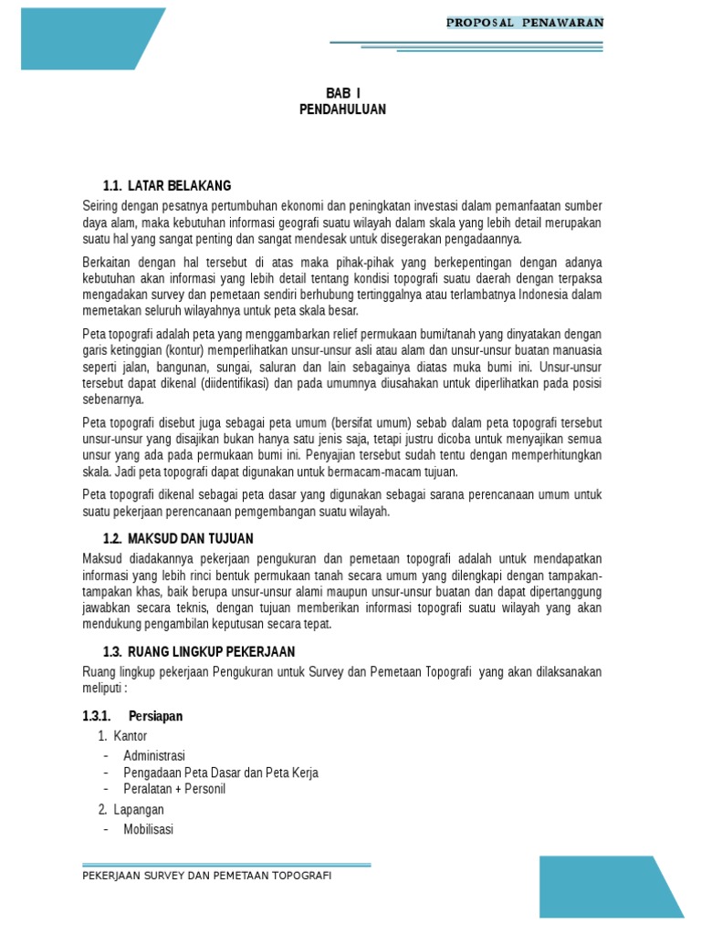 Proposal Pekerjaan Survey Dan Pemetaan Topografi | PDF