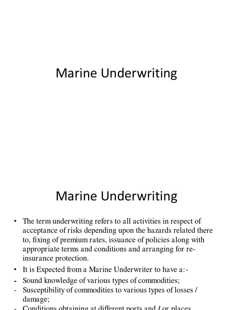 Marine Underwriting Essentials and Risks | PDF | Containerization | Ships