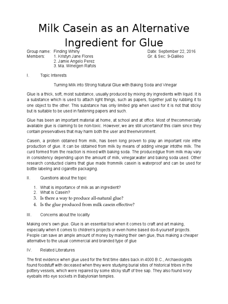 Milk Casein As An Alternative Ingredient For Glue | PDF | Milk | Adhesive
