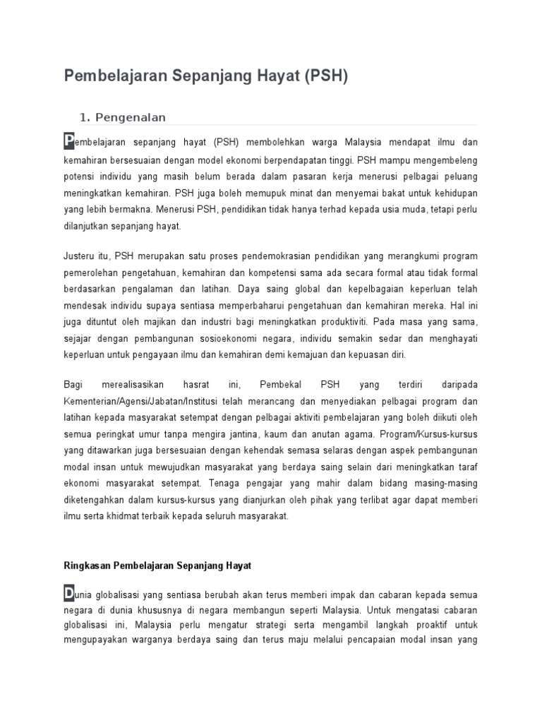 Pembelajaran Sepanjang Hayat | PDF