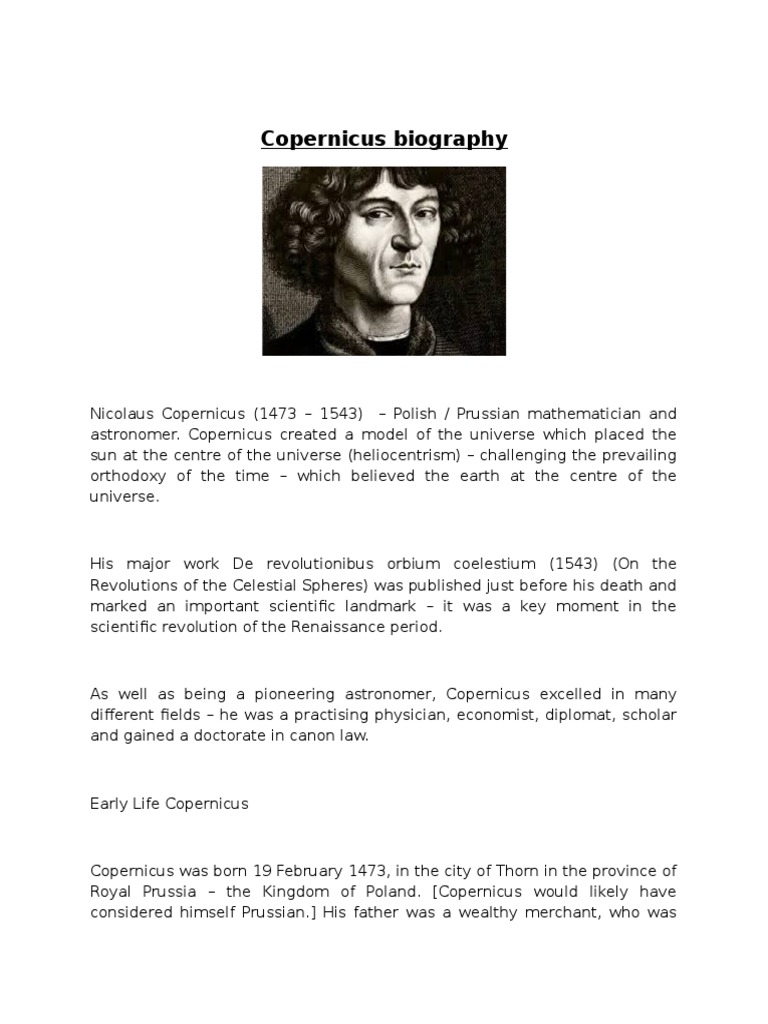 Copernicus Biography | Download Free PDF | Nicolaus Copernicus ...