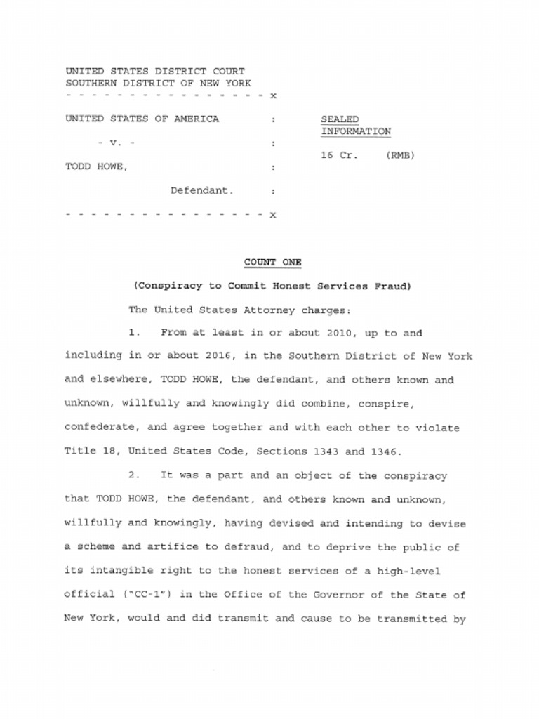 U.S. v. Todd Howe Information | PDF