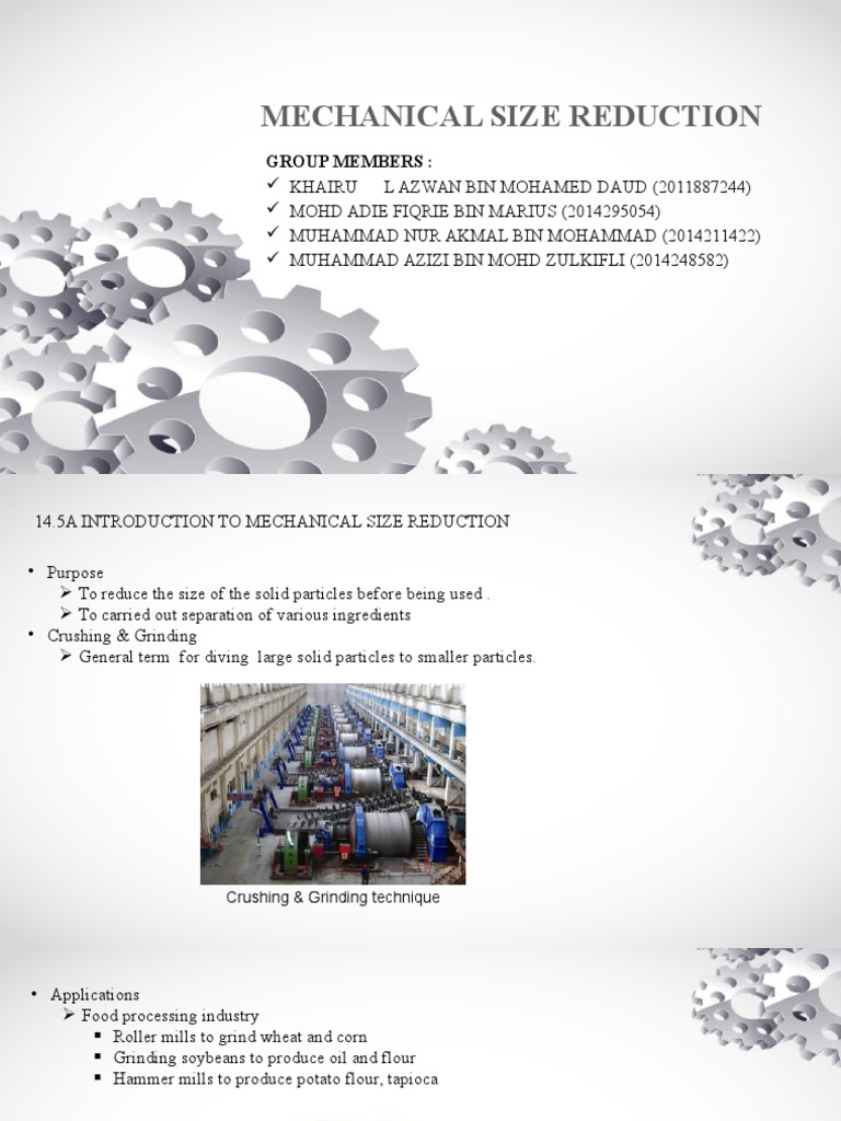 Mechanical Size Reduction SLIDE | PDF | Mill (Grinding) | Force