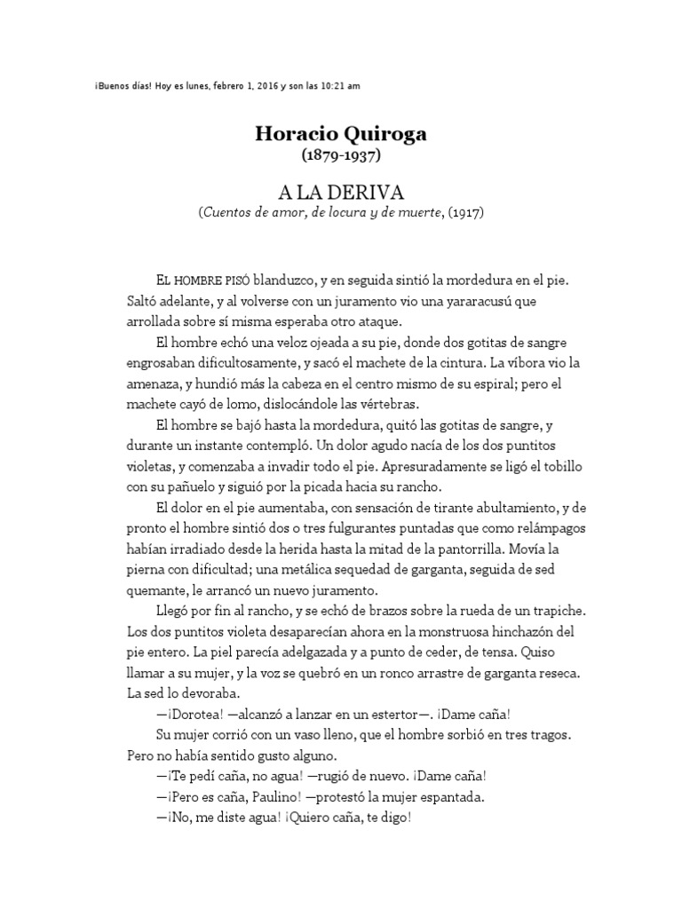 A La Deriva - Horacio Quiroga | PDF | Naturaleza