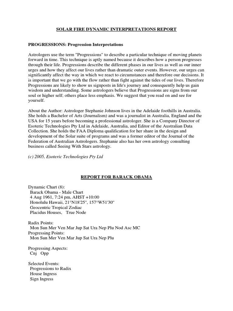 Solar Fire Dynamic Interpretations Report: (C) 2005, Esoteric ...
