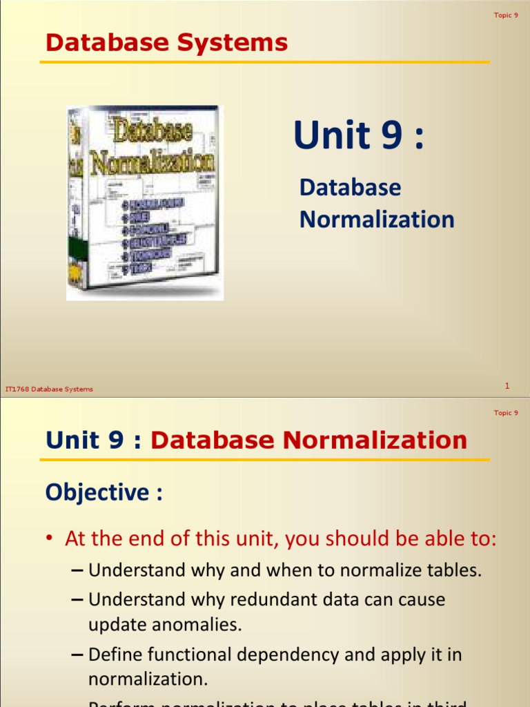 Lecture 9 - Database Normalization PDF | Download Free PDF | Databases | Software Design