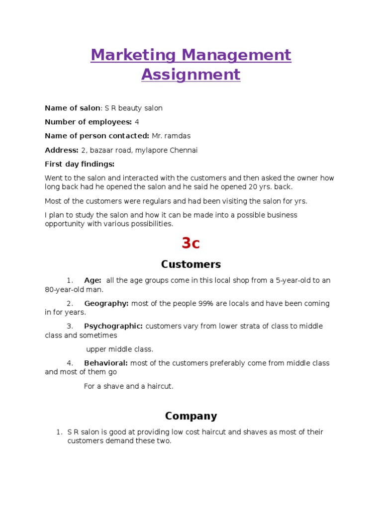 Marketing Management Assignment | PDF | Advertising | Hairstyle