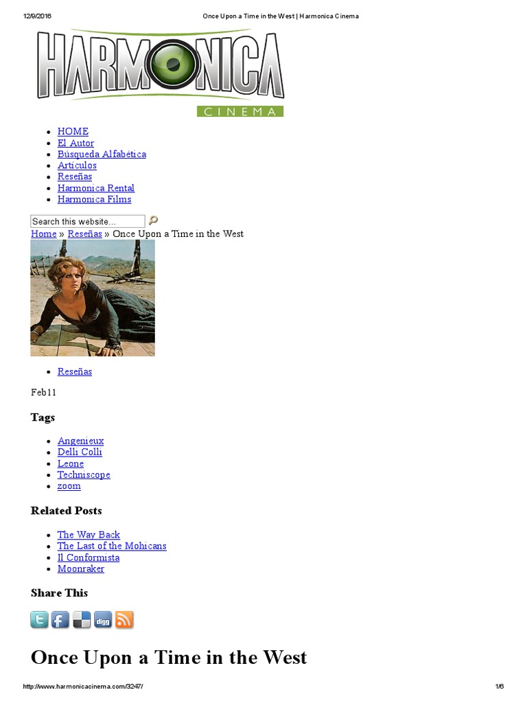 Once Upon A Time in The West - Harmonica Cinema | PDF | Science ...