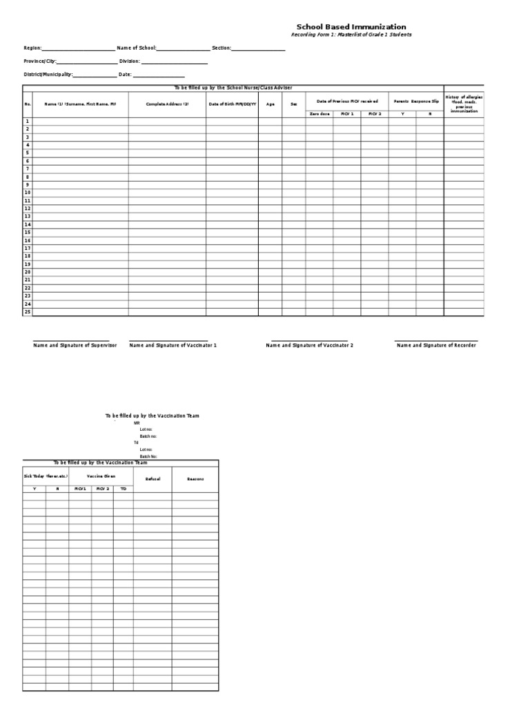 School Immunization Reporting Forms | PDF | Vaccines | Medical Specialties