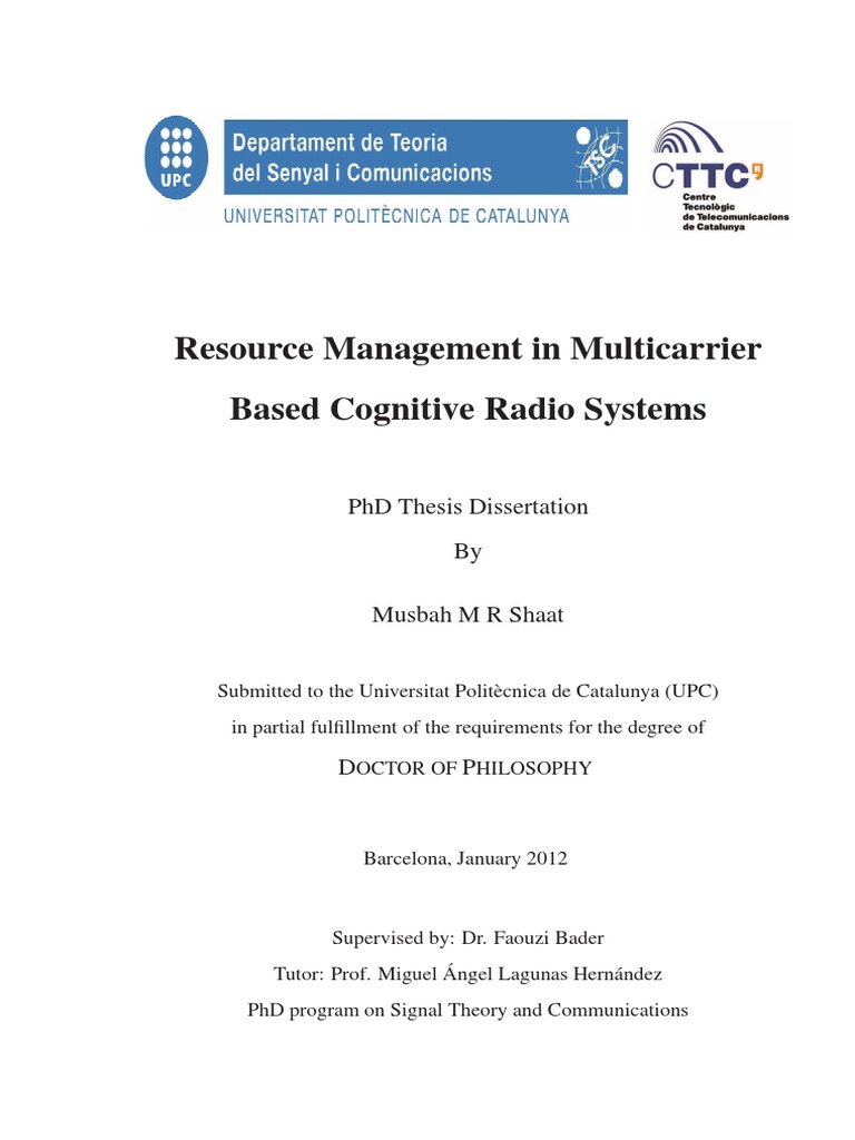 Musbah Shaat Resource Management in Multicarrier Based Cognitive Radio Systems | PDF ...