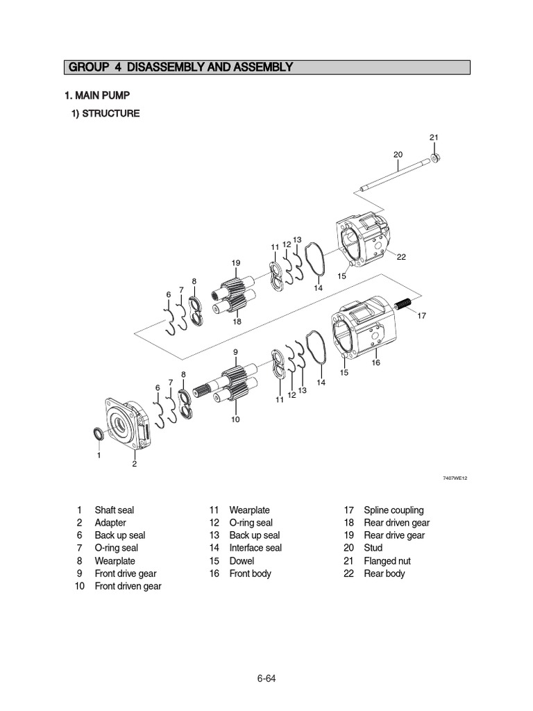 Group 4 Disassembly and Assembly: 1. Main Pump | PDF | Nut (Hardware ...