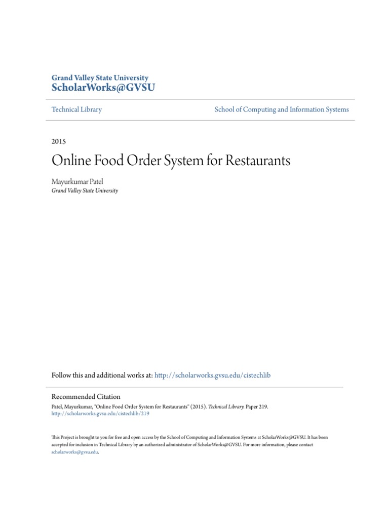 Online Food Order System For Restaurants | PDF | Point Of Sale | Menu