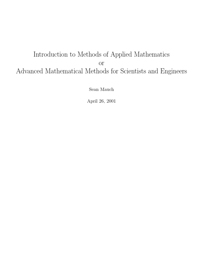 Advanced Mathematical Methods For Scientists and Engineers | PDF ...