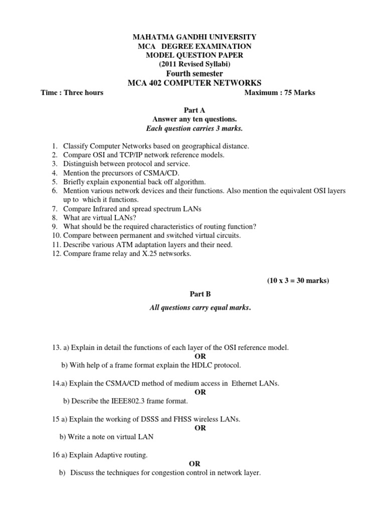 Communication Networks Question Paper | PDF | Teaching Methods ...