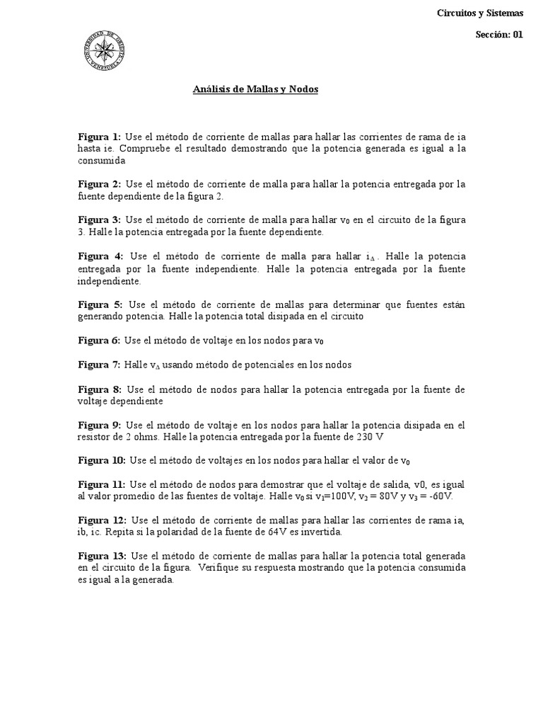 Análisis de Mallas y Nodos Ejercicios | PDF