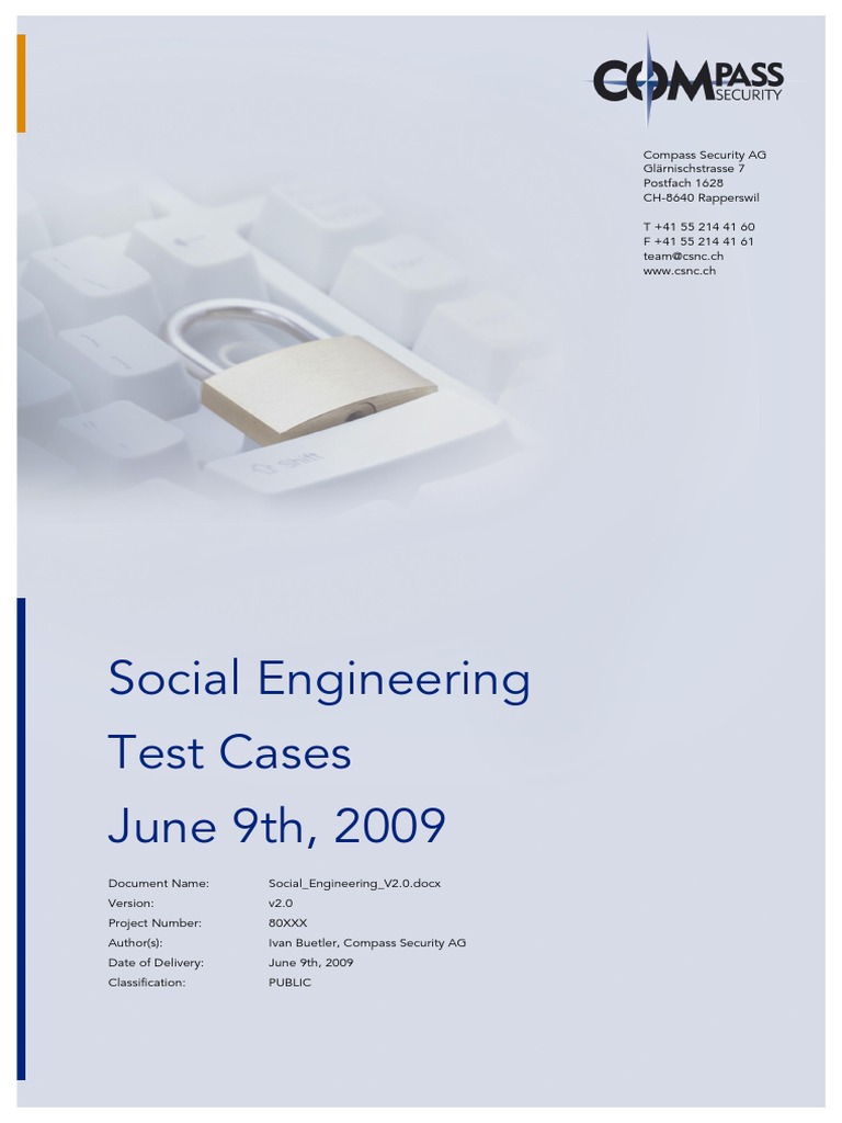 Social Engineering Test Cases June 9th, 2009 | PDF | Social Engineering ...