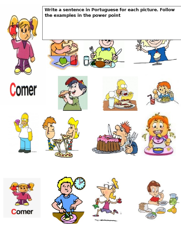 Write A Sentence in Portuguese For Each Picture. Follow The Examples in ...