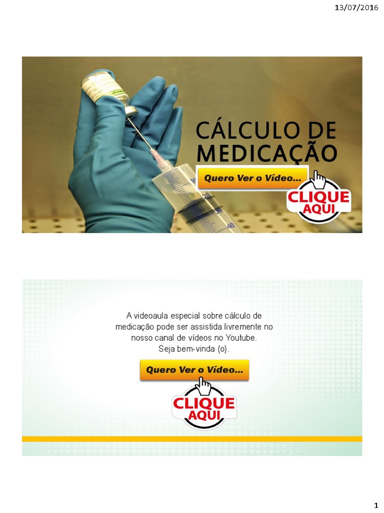 PDF Cálculo de Medicação | PDF | Solução | Enfermagem
