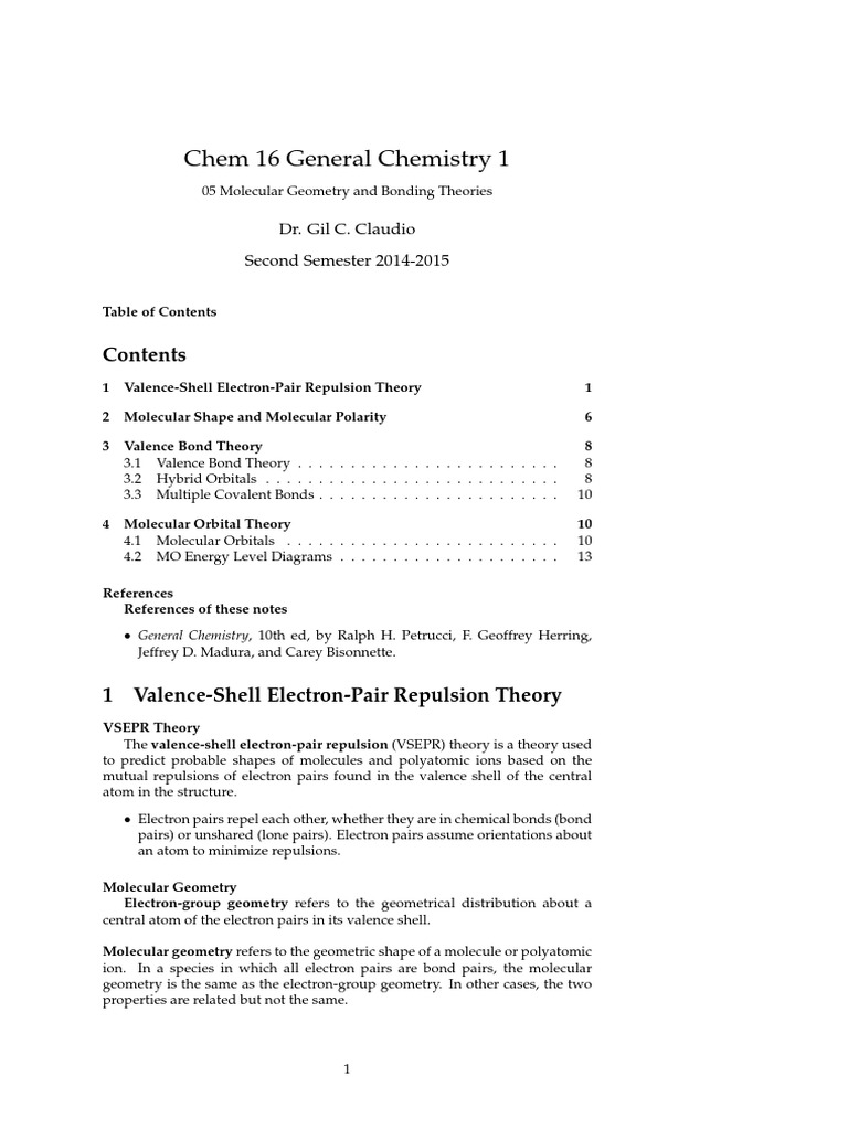 05 Molecular Geometry and Bonding Theories | PDF | Molecular Orbital ...