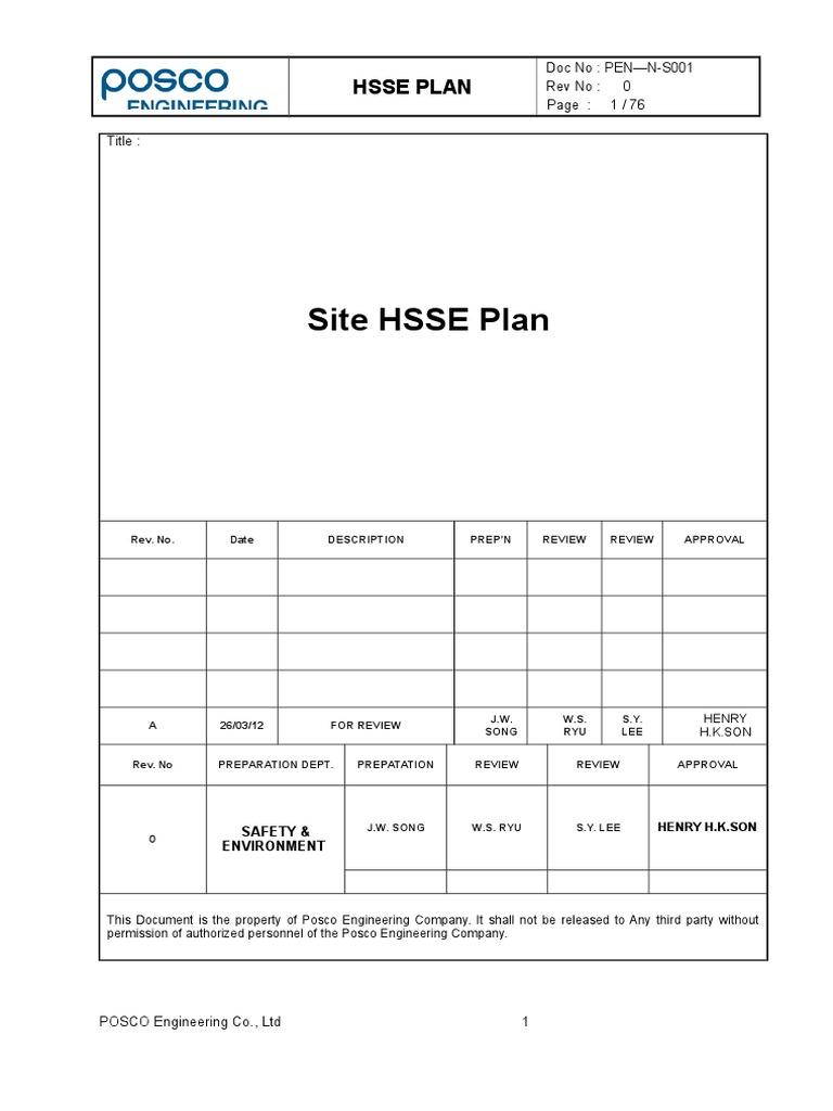 Attachment 16. Site HSSE Plan | Safety | Scaffolding | Free 30-day ...