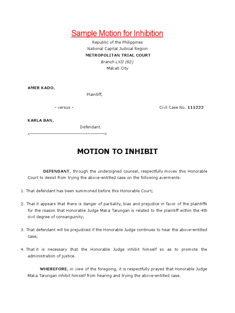 Sample Motion | Pleading | Lawsuit