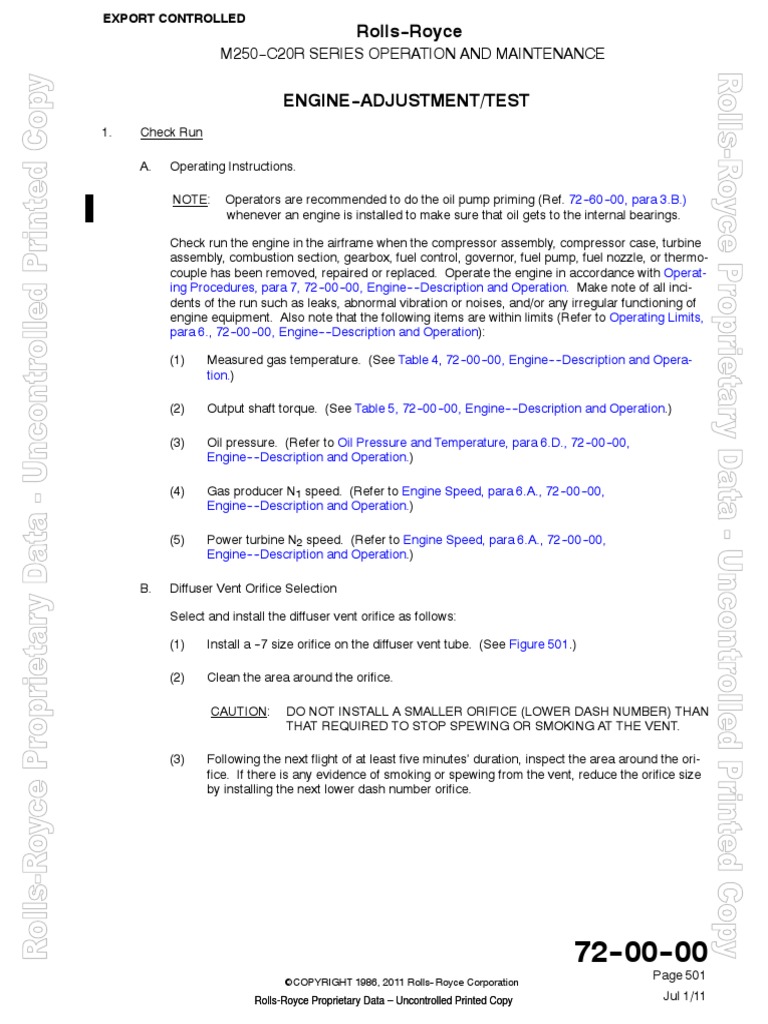 Rolls-Royce M250-C20R SERIES OPERATION AND MAINTENANCE 720000 - 4 | PDF ...