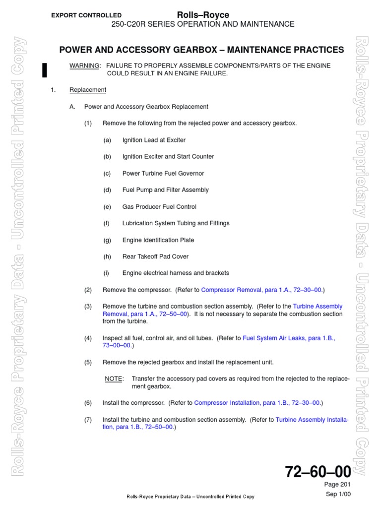 Rolls-Royce M250-C20R SERIES OPERATION AND MAINTENANCE 72-60-00 | PDF ...
