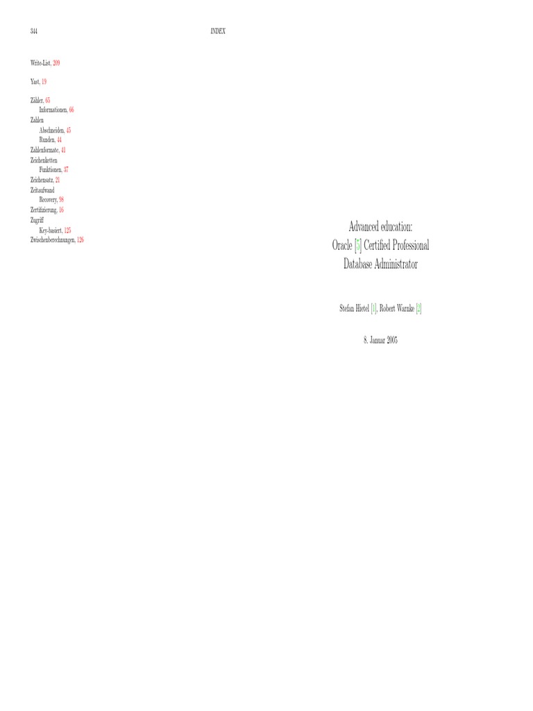 Oracle 5 Database Administration Booklet | PDF | Database Index | Radius