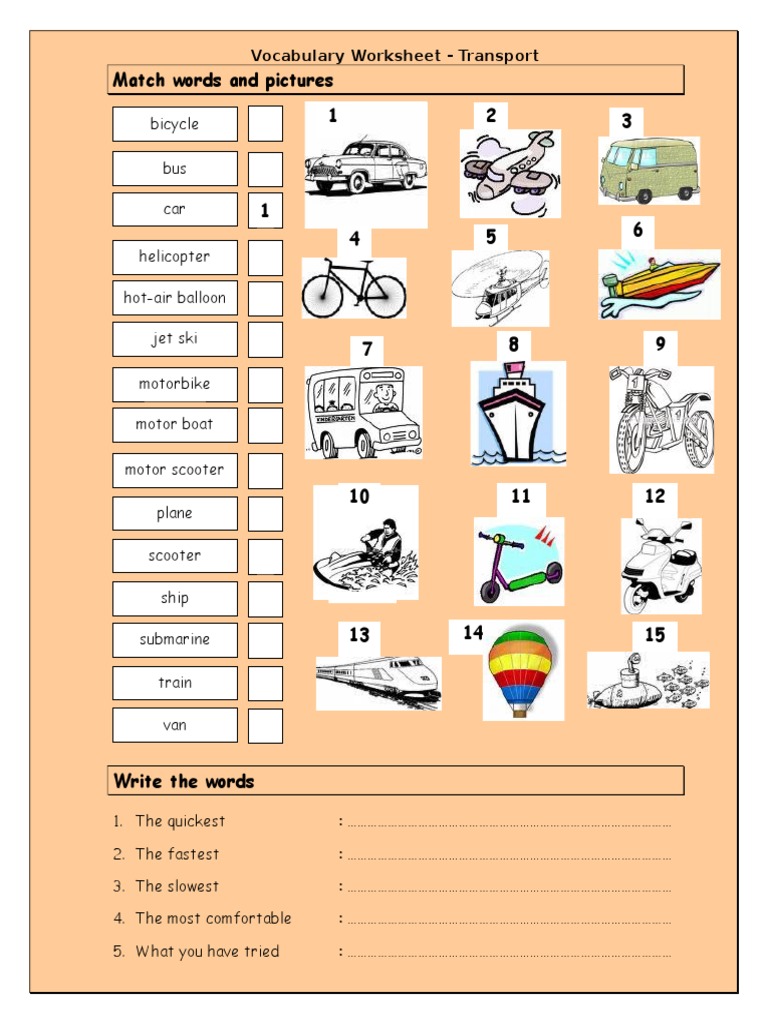 3897 Vocabulary Matching Worksheet Transport | PDF | Transport ...
