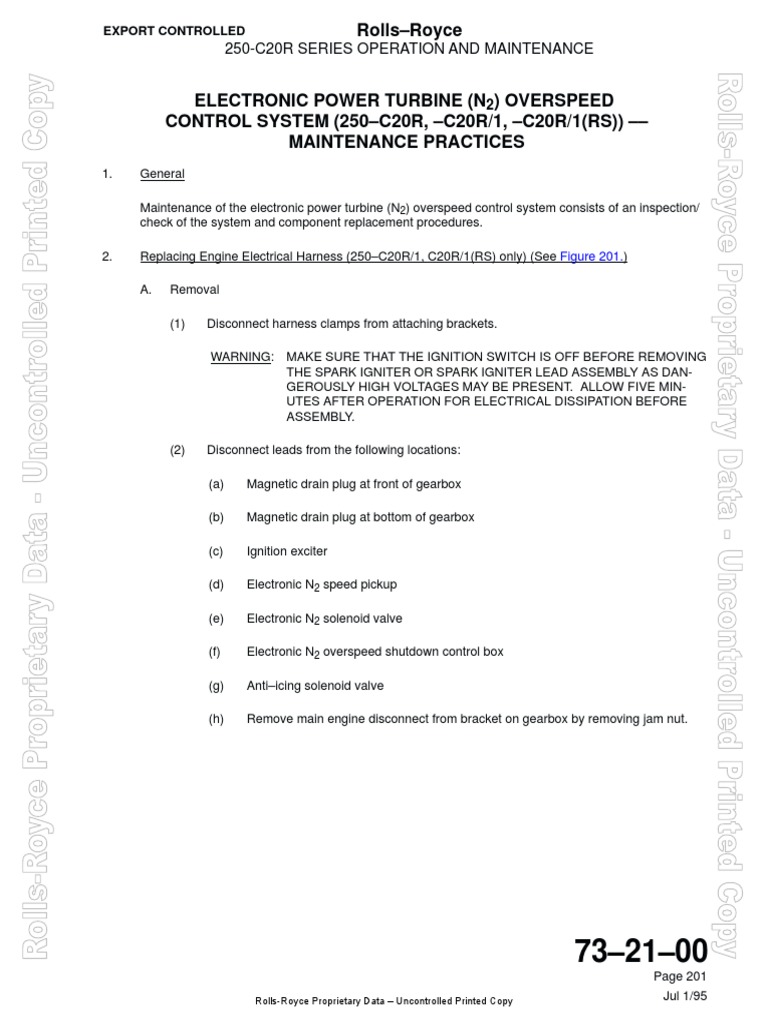 Rolls-Royce M250-C20R SERIES OPERATION AND MAINTENANCE 73-21-00 | PDF ...