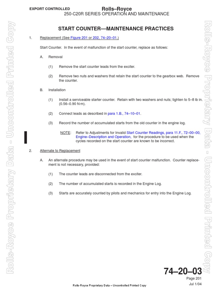 Rolls-Royce M250-C20R SERIES OPERATION AND MAINTENANCE 74-20-03 | PDF