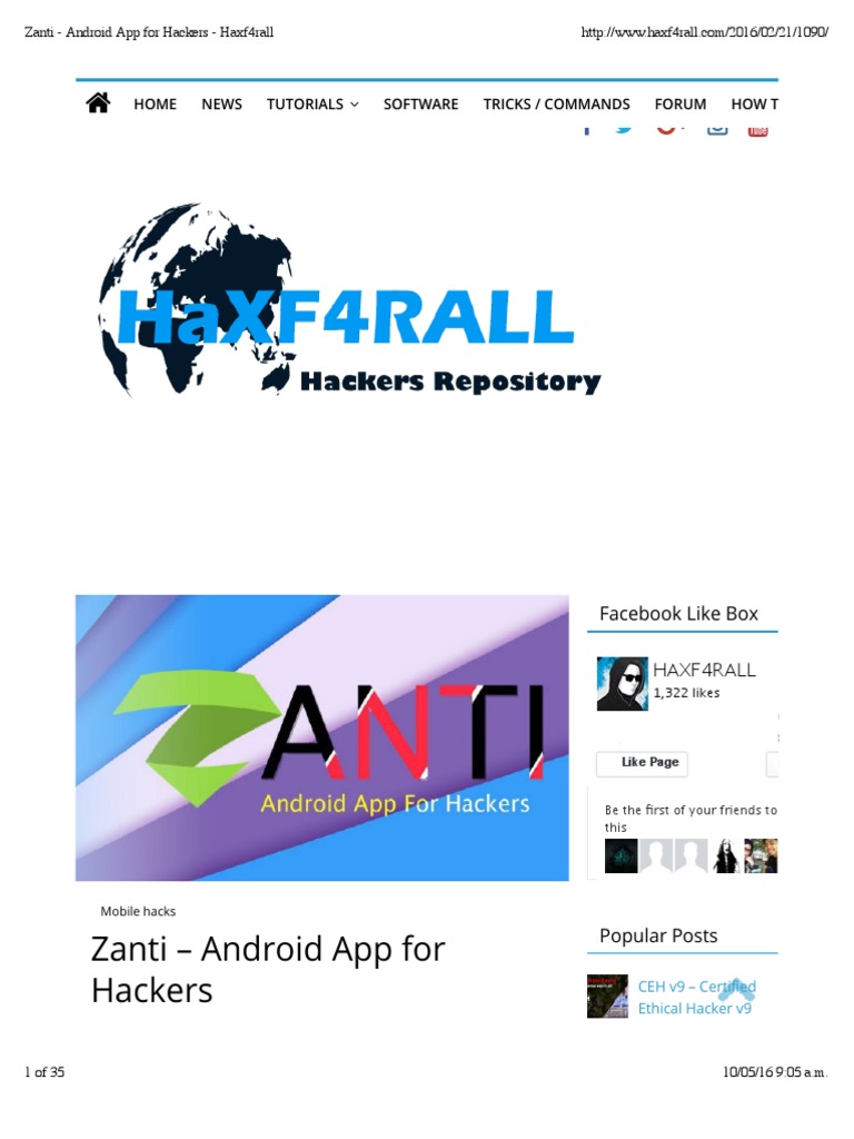 Zanti - Android App For Hackers - Haxf4rall | PDF | Cybercrime | Computing