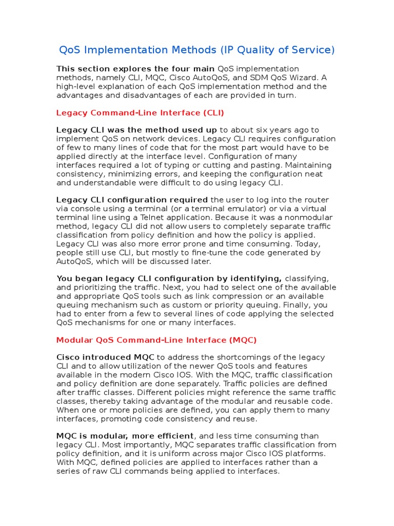 QoS Implementation Methods | PDF | Quality Of Service | Command Line ...