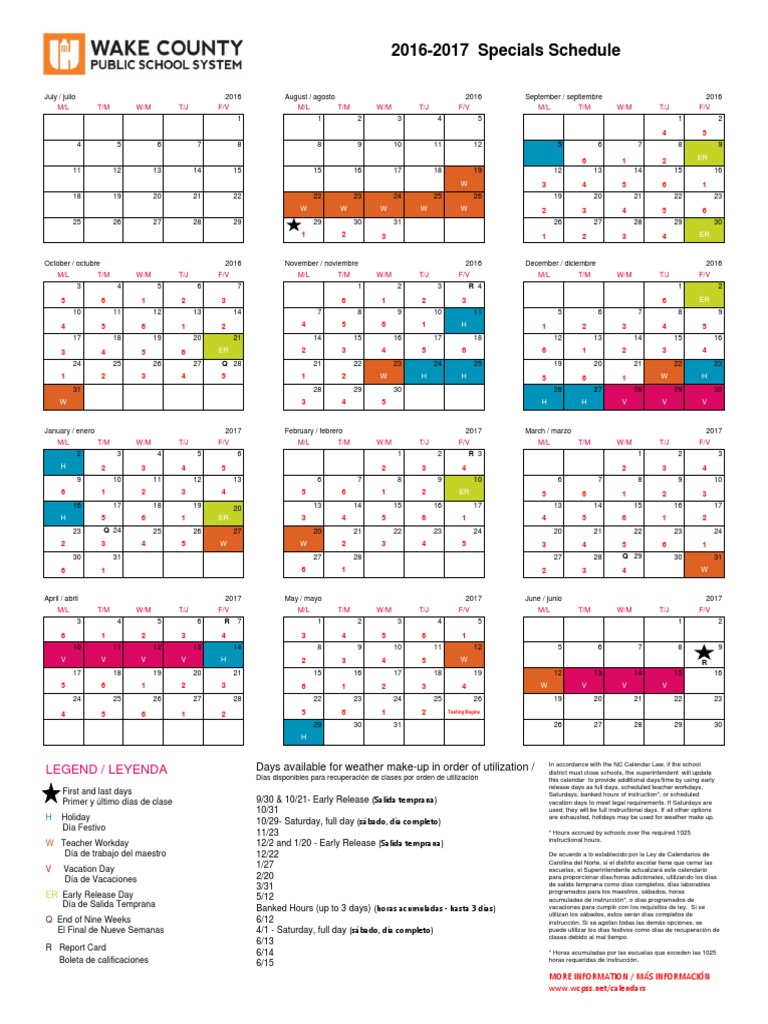 Specials Rotation Schedule 16-17 | PDF