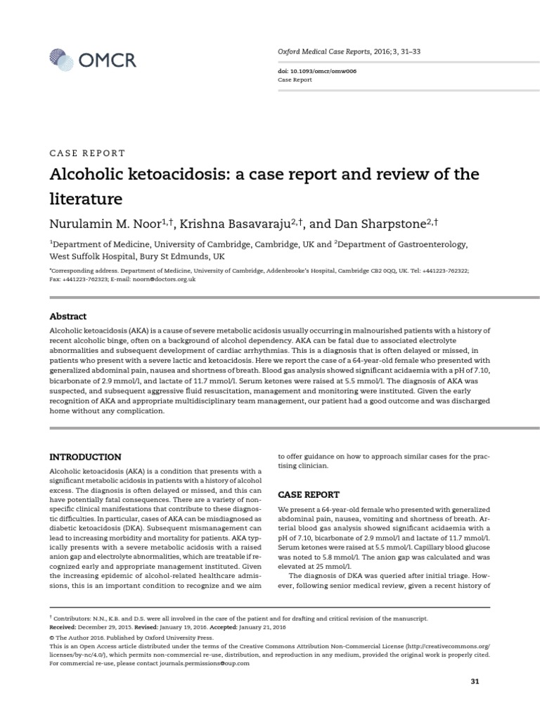 Alcoholic Ketoacidosis | PDF | Ketosis | Medical Specialties