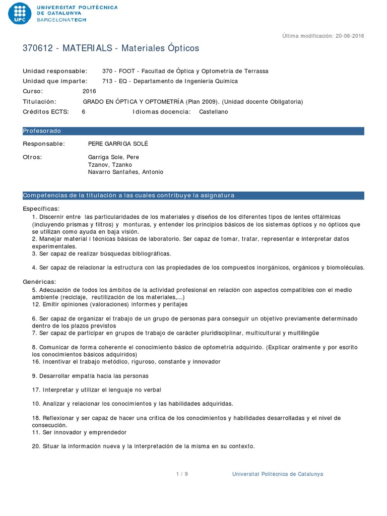 Materiales Opticos | PDF | Polímeros | Química
