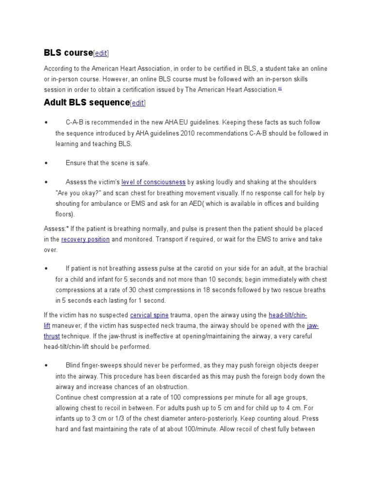 BLS Course: Level of Consciousness | PDF | Cardiopulmonary ...