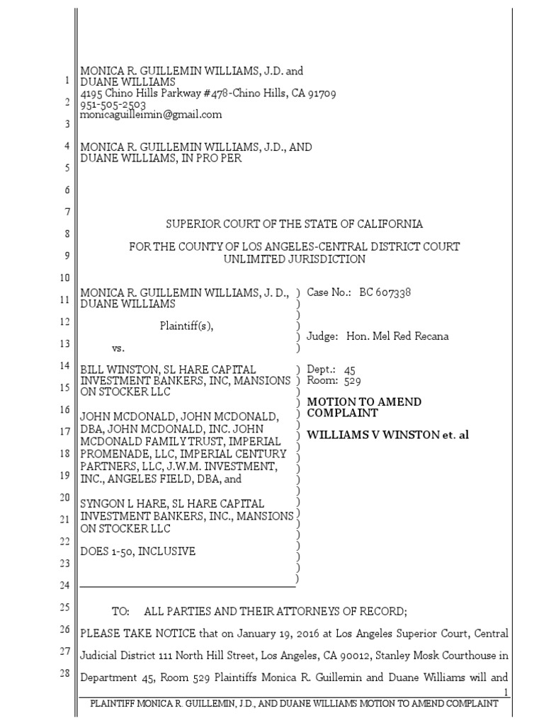 MOTION To Amend Complaint | PDF | Pleading | Complaint