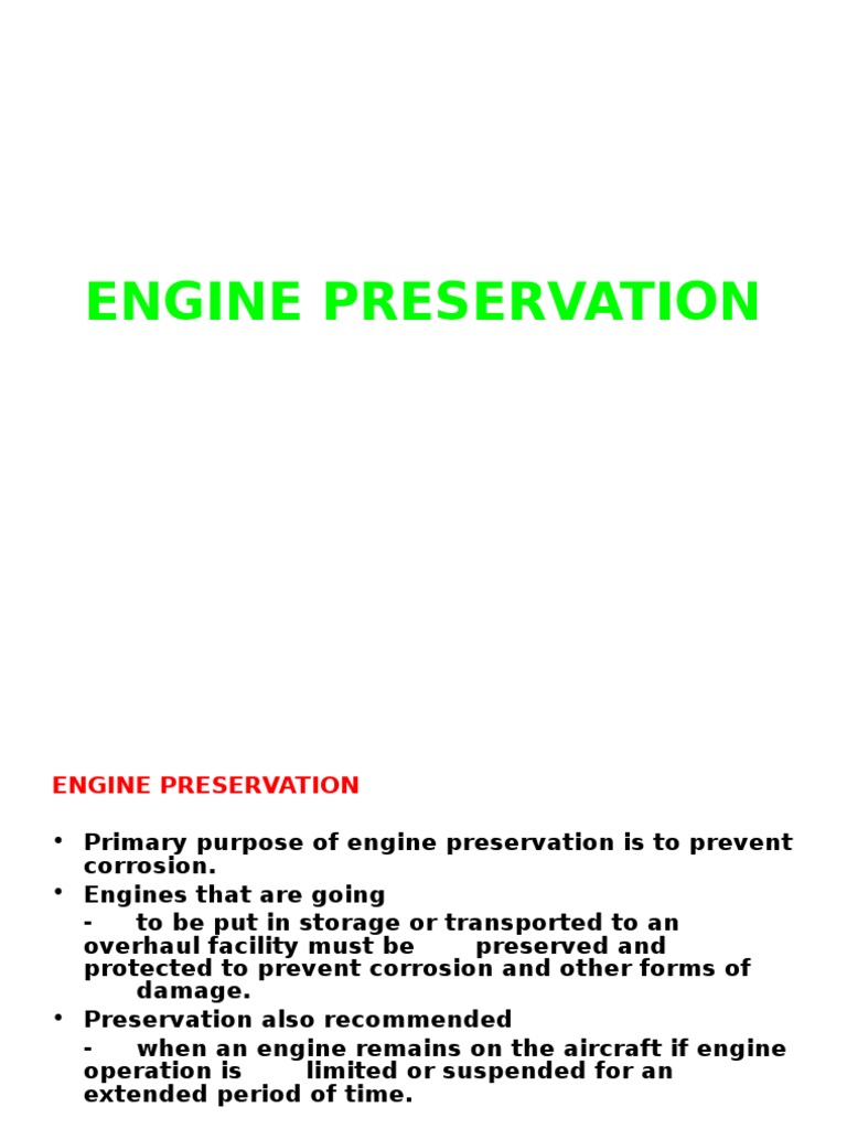 Aircraft Engine Preservation Guide | PDF | Corrosion | Carburetor