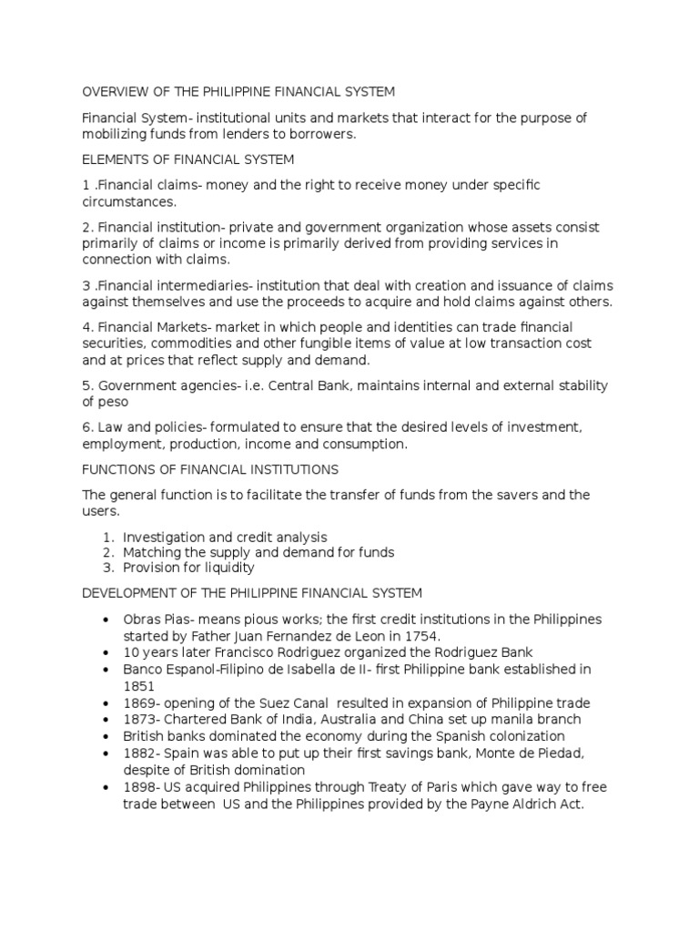 Overview of the Philippine Financial System | Financial System | Banks
