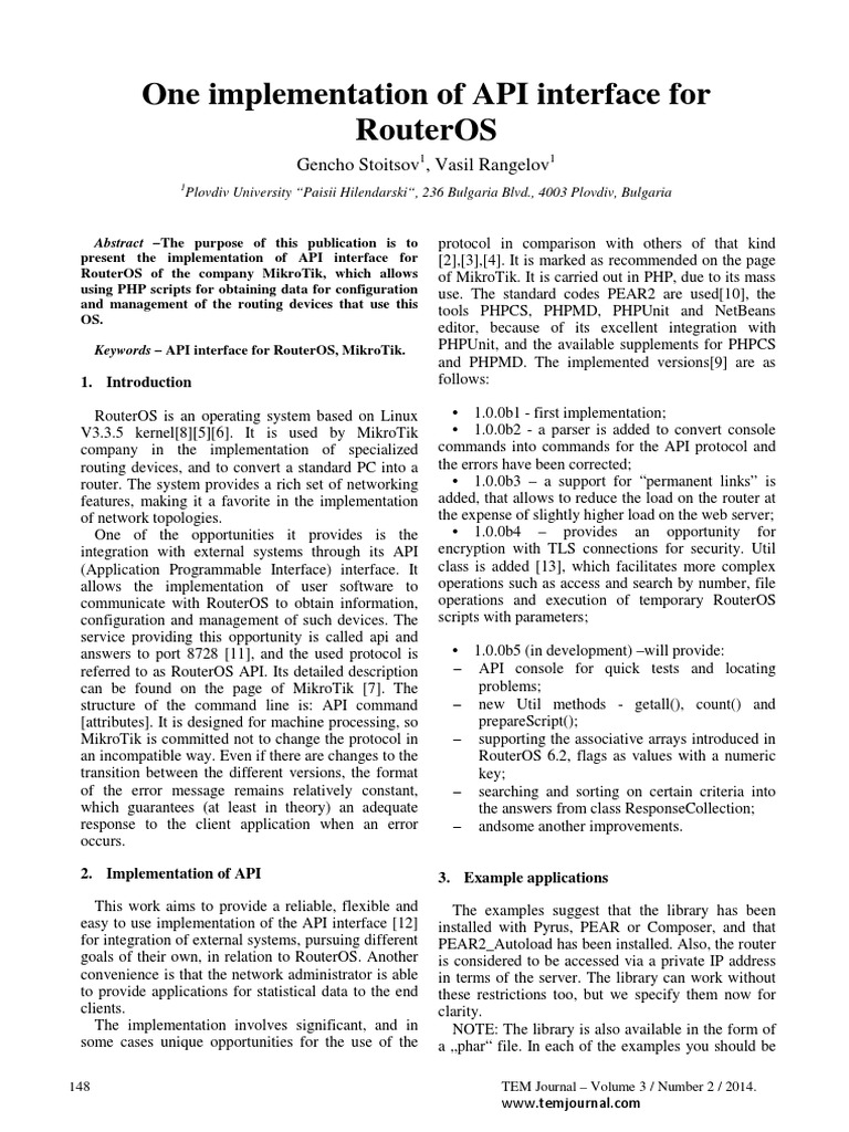 RouterOS API Integration Guide | PDF | Application Programming Interface | Html