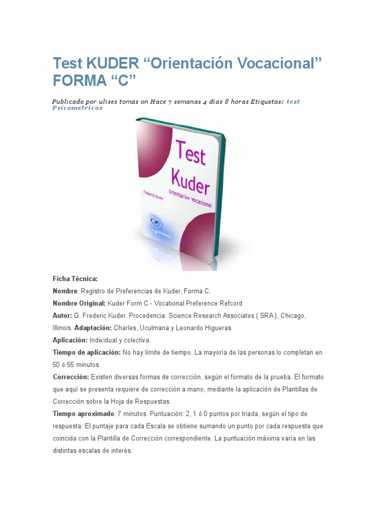 Test Kuder | Descargar gratis PDF | Science | Ingeniería