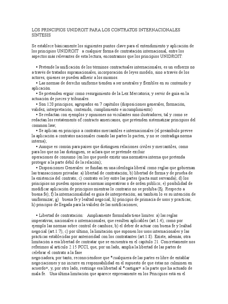 Principios UNIDROIT - Resumen | PDF | Libertad | Información del gobierno