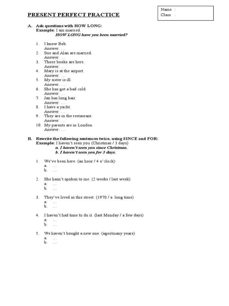 Present Perfect How Long | PDF
