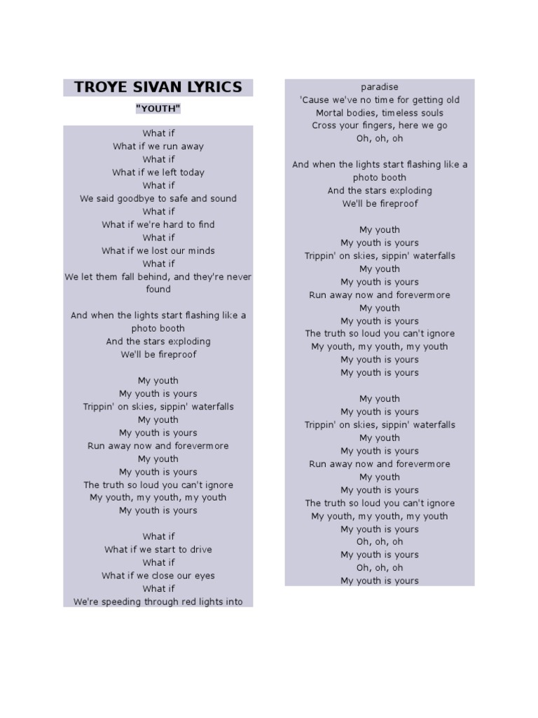 Troye Sivan Lyrics | PDF