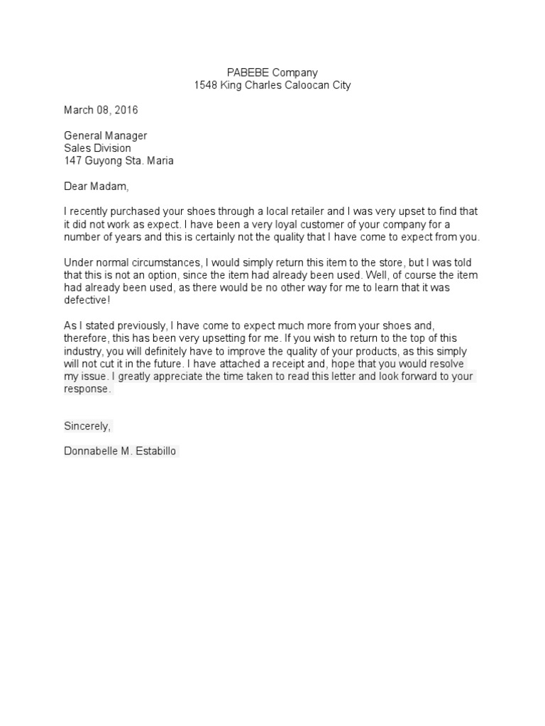 Letter of Donna | PDF | Business